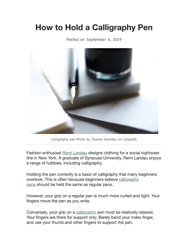 How to Hold a Calligraphy Pen | PDF