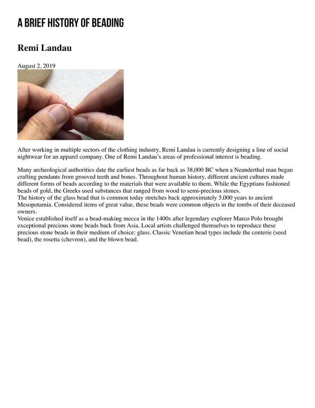 A Brief History of Beading | PDF
