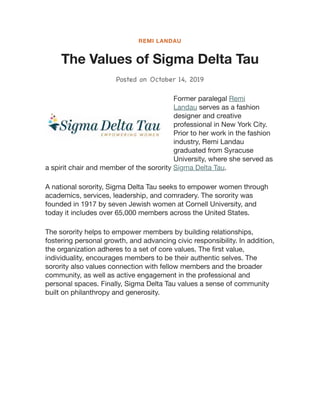The Values of Sigma Delta Tau | PDF