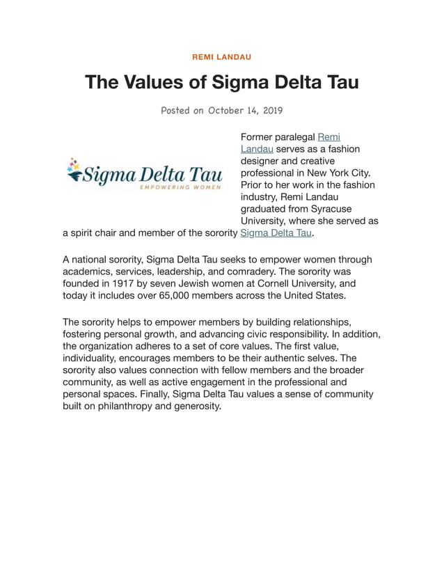 The Values of Sigma Delta Tau | PDF