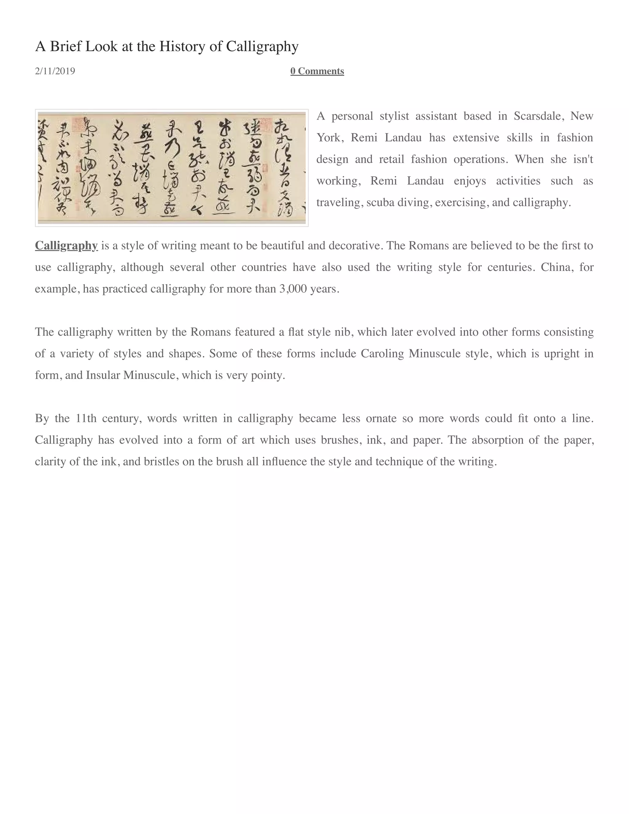 A Brief Look at the History of Calligraphy | PDF
