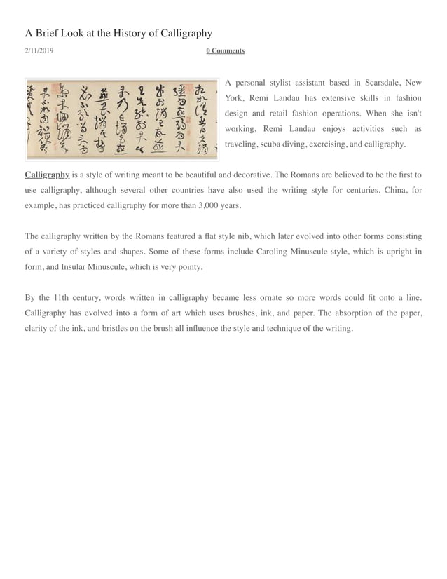 A Brief Look at the History of Calligraphy | PDF