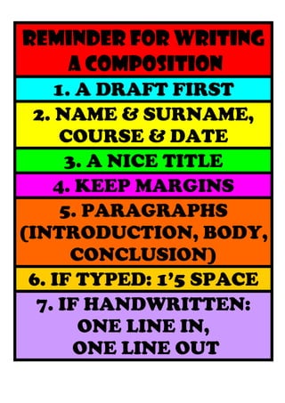 Reminder for writing a composition | PDF