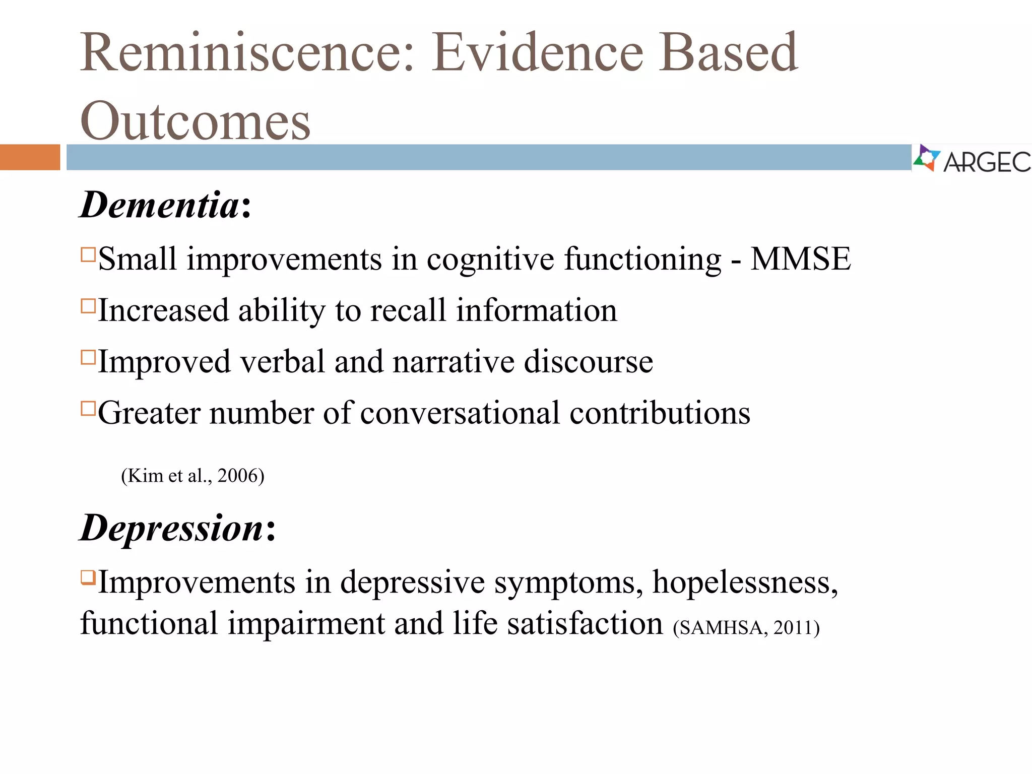 ARGEC: Reminiscence therapy for older adults | PDF