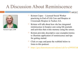 ARGEC: Reminiscence therapy for older adults | PDF