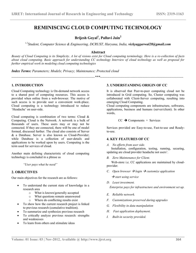 Reminiscing cloud computing technology | PDF
