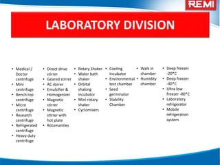 Remi Products application in Industrial, Laboratory and Clinical | PPTX