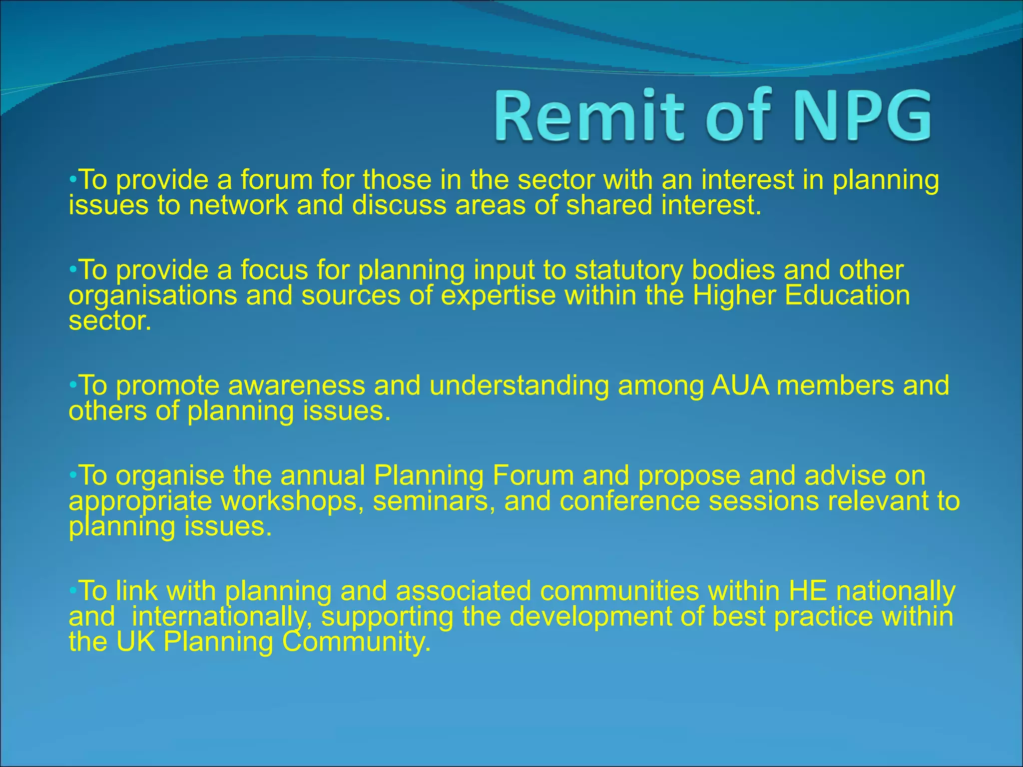 Planning Forum - Remit of national planners group | PPT