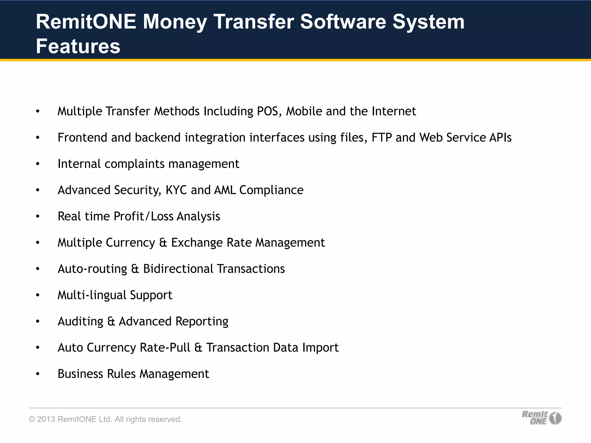 RemitONE - Money Transfer Systems | PPTX