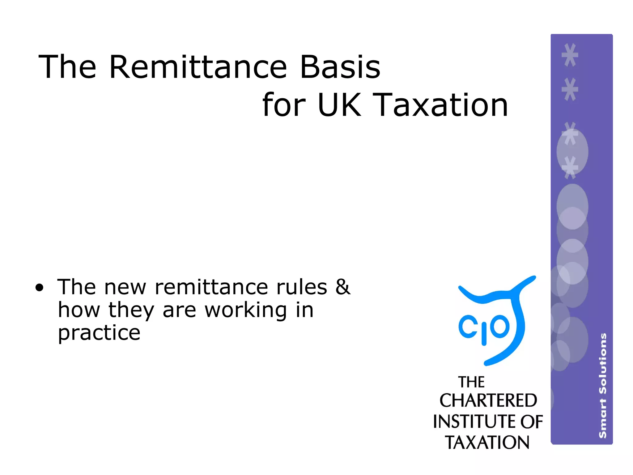Remittance Basis Presentation(16.10.10) | PPT