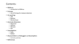Remnux tutorial-1 Statically Analyse Portable Executable(PE) Files | PPTX