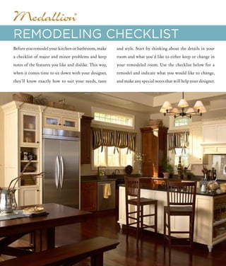 Medallion Cabinets Remodeling Checklist | PDF
