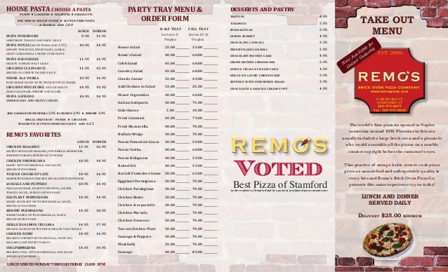 Remos takeout menu