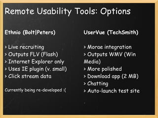 Remote Usability Tools | PDF