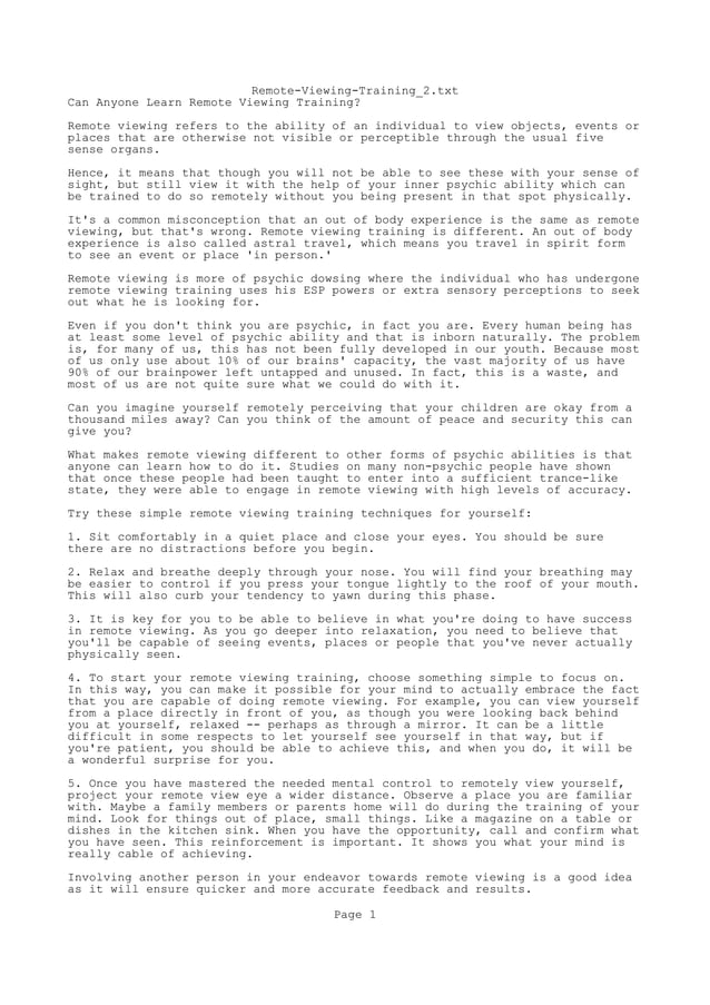 Remote Viewing Training2 | PDF