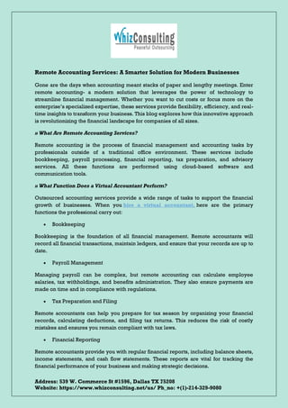 Remote Accounting Services: A Smarter Solution for Modern Businesses | PDF