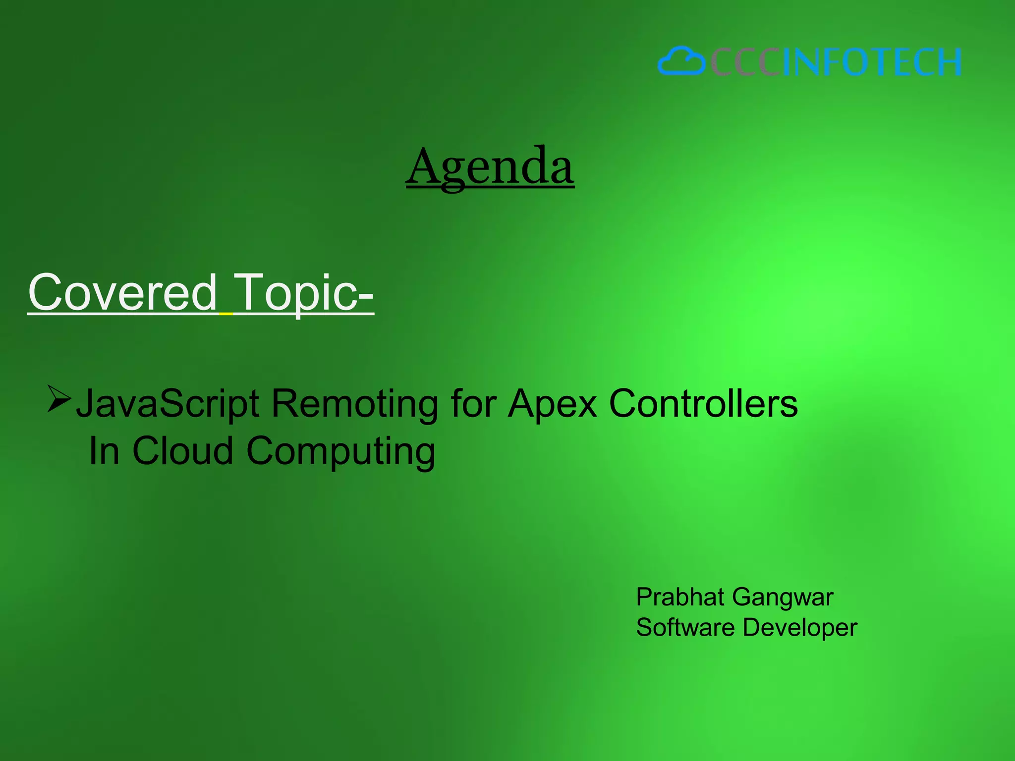 Visualforce: Using JavaScript Remoting for Apex Controllers | PPT