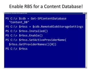 Remote Blob Storage in SharePoint 2010 | PPTX