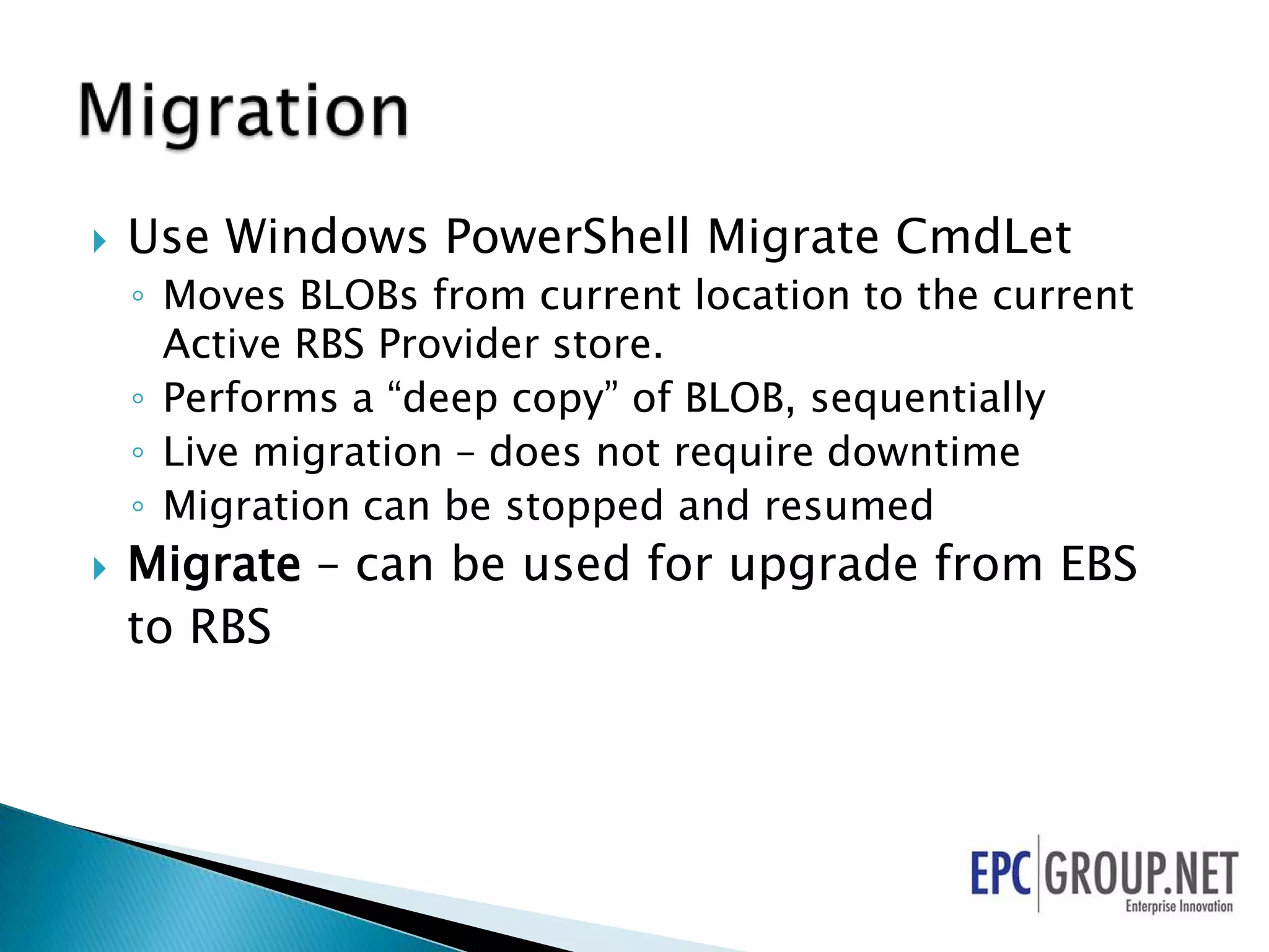 Remote Blog Storage (RBS) Best Practices in SharePoint 2010 - EPC Group ...