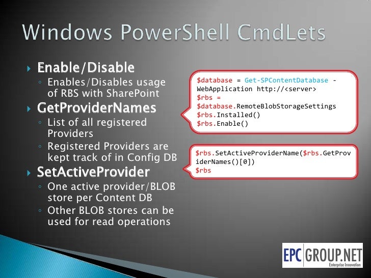 Remote Blog Storage (RBS) Best Practices in SharePoint 2010 - EPC Gro…