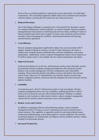 REMOTE COMPUTER MANAGEMENT: A KEY TO EFFICIENT IT OPERATIONS | PDF