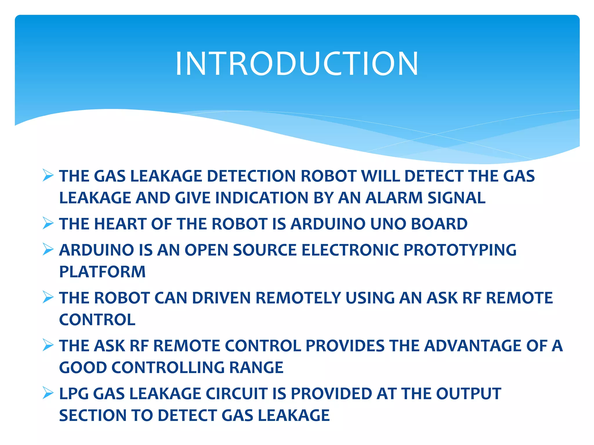 Remote controlled gas leakage detecting robot | PPTX | Radio Control ...