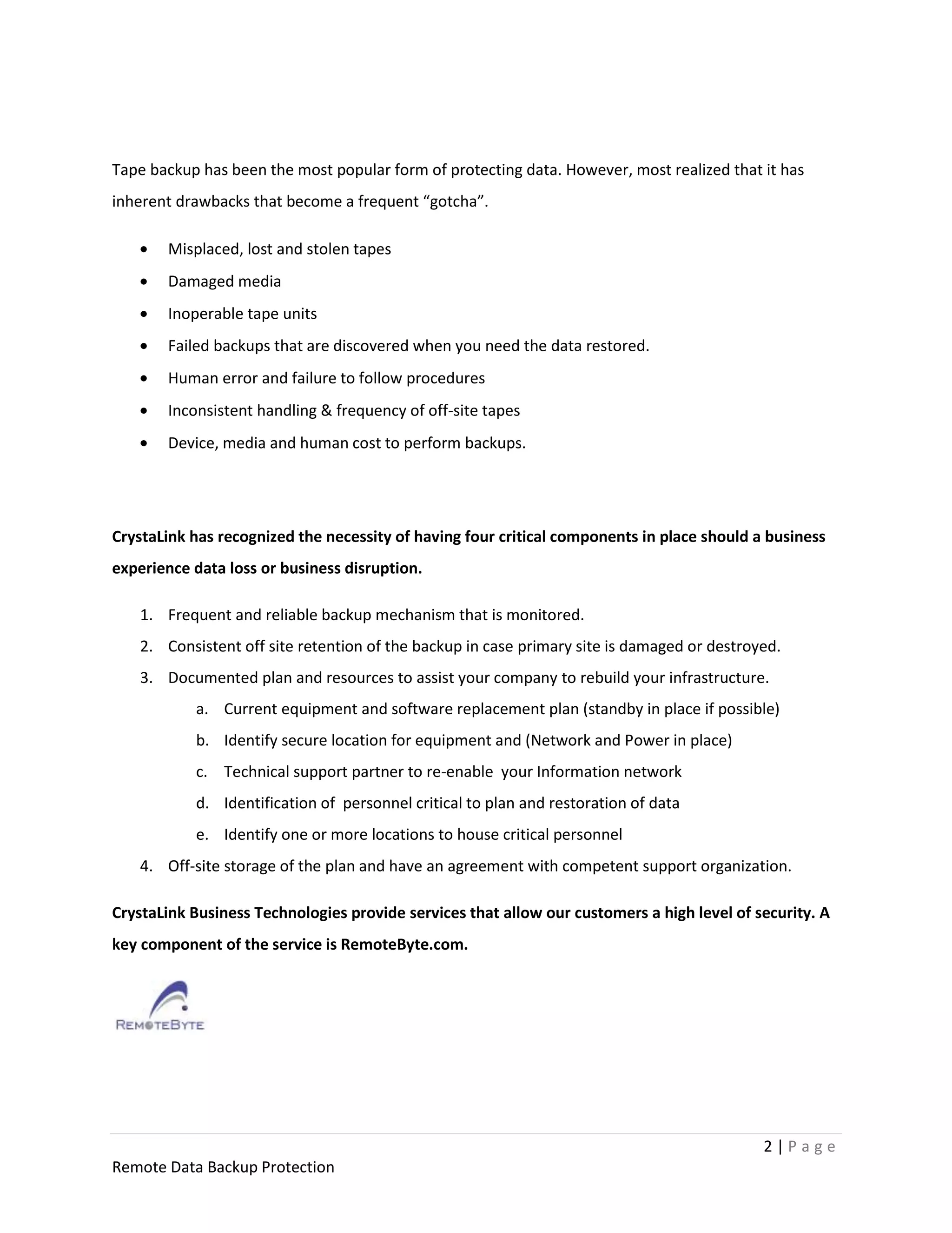 Remote Data Backup Protection | PDF