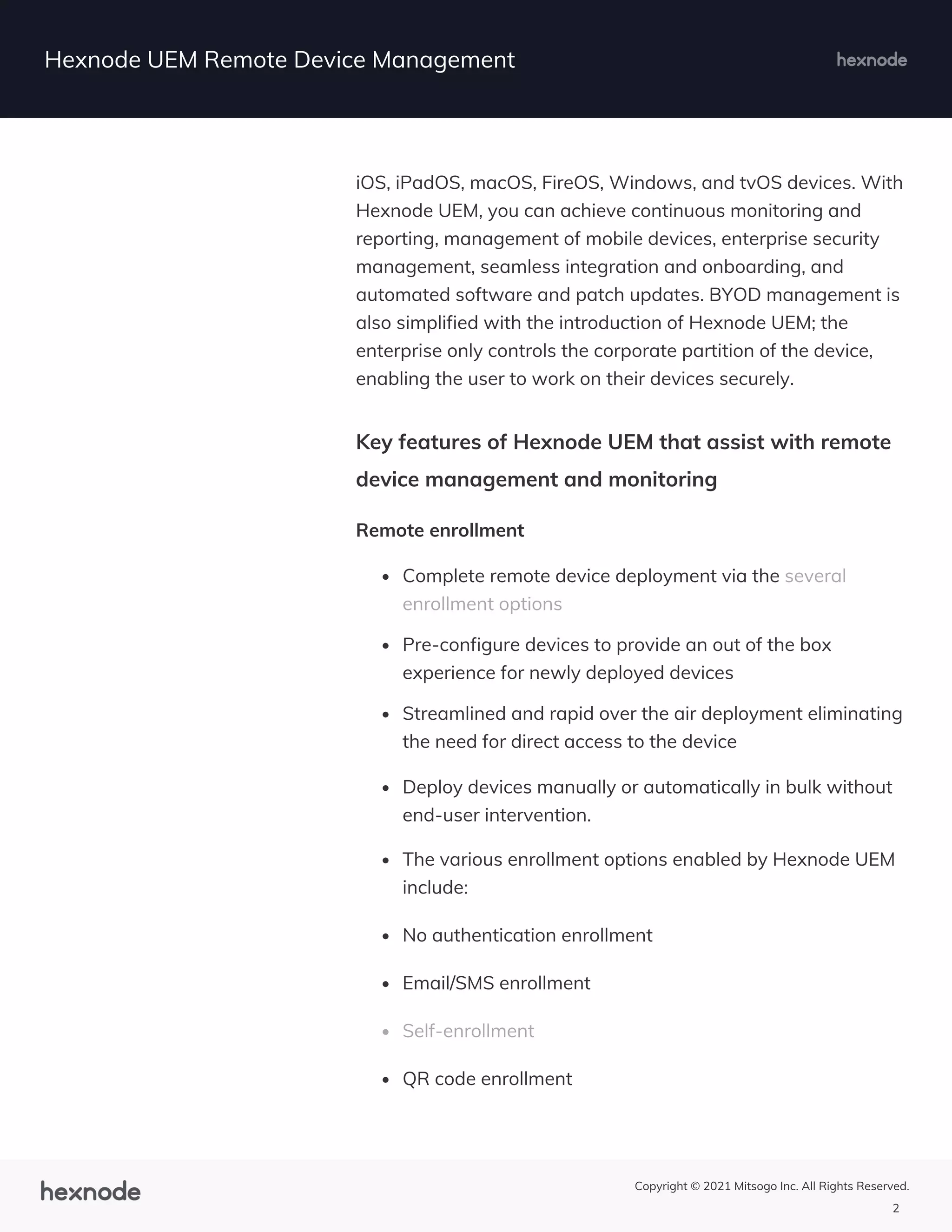 Hexnode UEM Remote Device Management | PDF