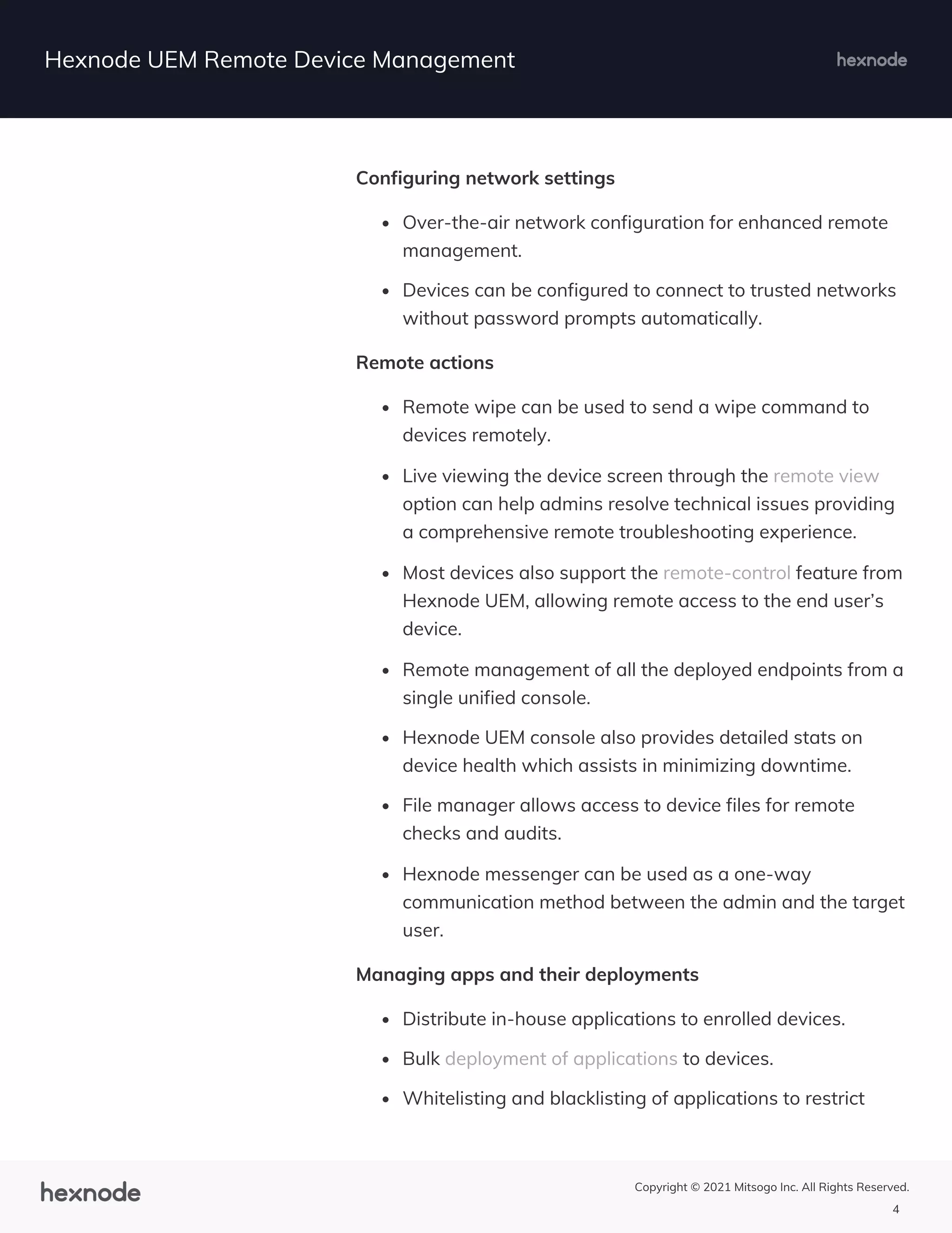 Hexnode UEM Remote Device Management | PDF