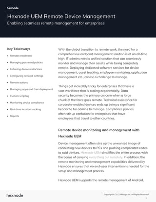 Hexnode UEM Remote Device Management | PDF