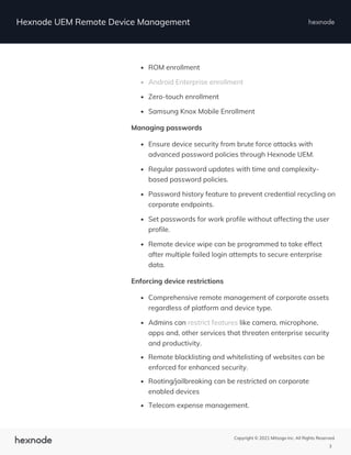 Hexnode UEM Remote Device Management | PDF