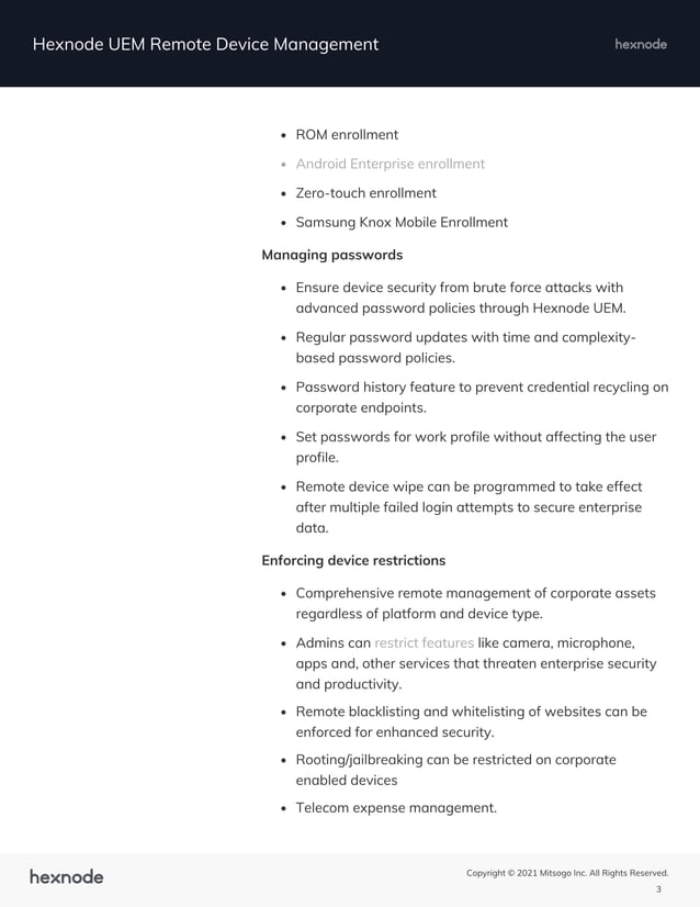 Hexnode UEM Remote Device Management | PDF