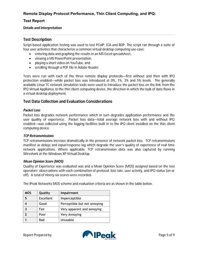 Remote Display Protocol Performance, Thin Client Computing, and IPQ ...