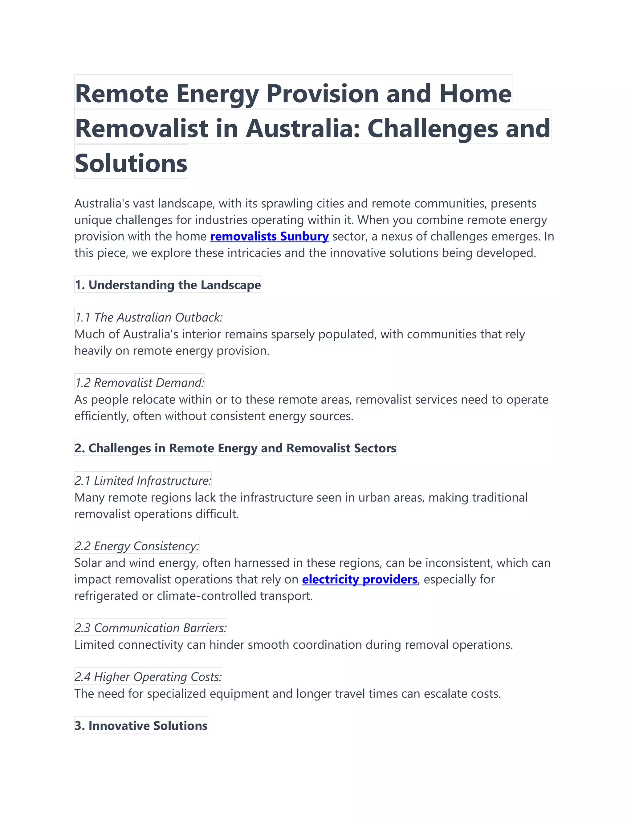 Remote Energy Provision and Home Removalist in Australia.docx
