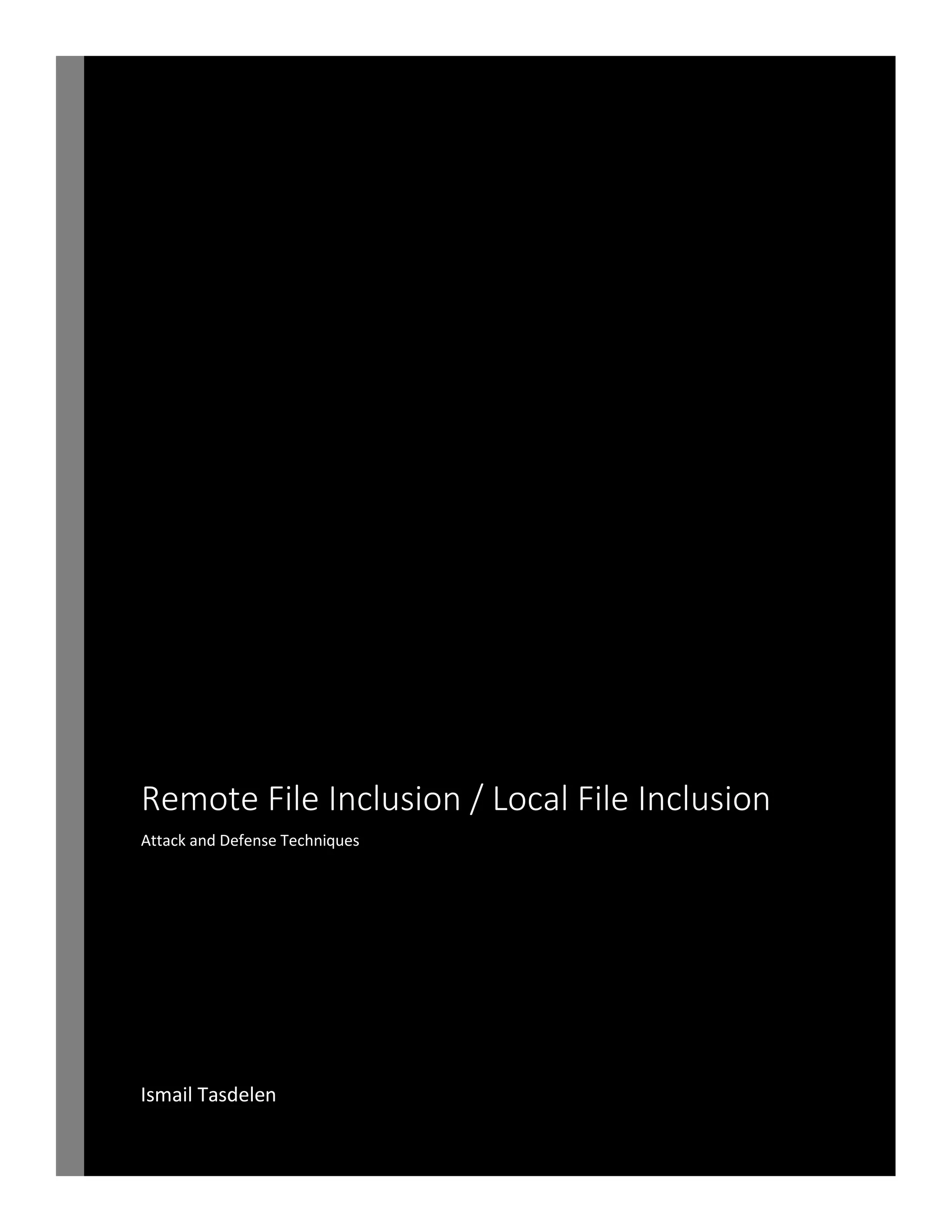 Remote File Inclusion / Local File Inclusion [Attack and Defense Techniques] | PDF