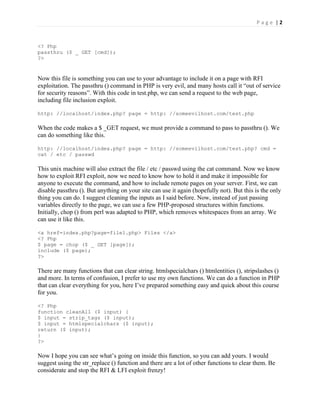 Remote File Inclusion / Local File Inclusion [Attack and Defense Techniques] | PDF