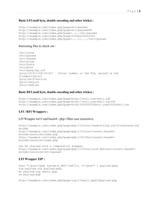 Remote File Inclusion / Local File Inclusion [Attack and Defense Techniques] | PDF