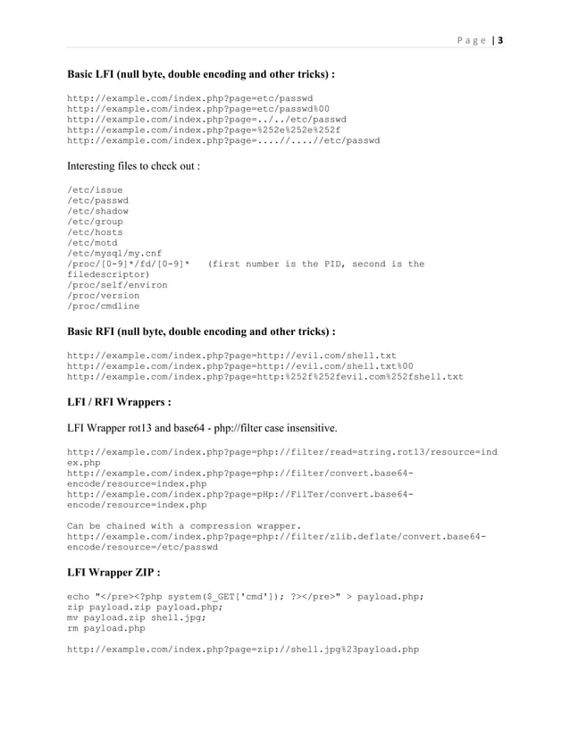 Remote File Inclusion / Local File Inclusion [Attack and Defense Techniques] | PDF