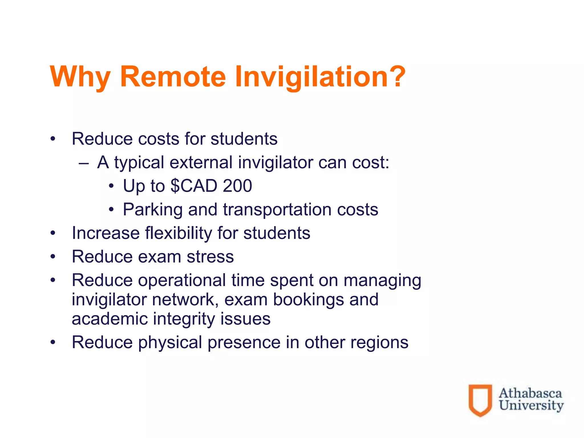 Remote Invigilation at Athabasca University | PPT