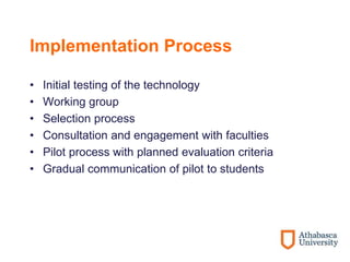 Remote Invigilation at Athabasca University | PPT