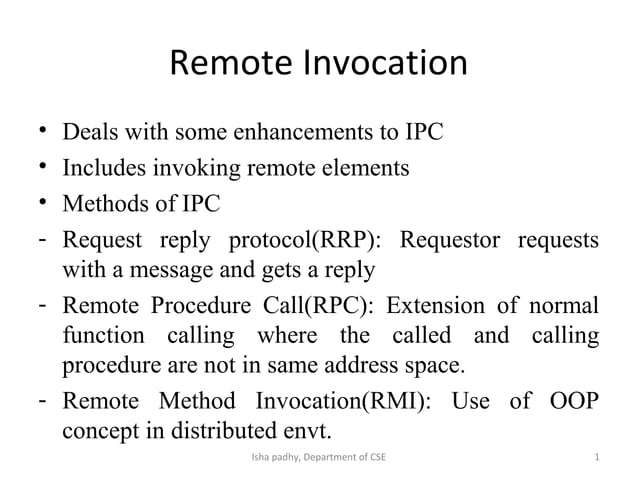 Remote invocation | PPT