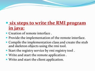 Remote method invocatiom | PPTX | Programming Languages | Computing