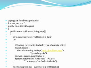 Remote method invocatiom | PPTX | Programming Languages | Computing