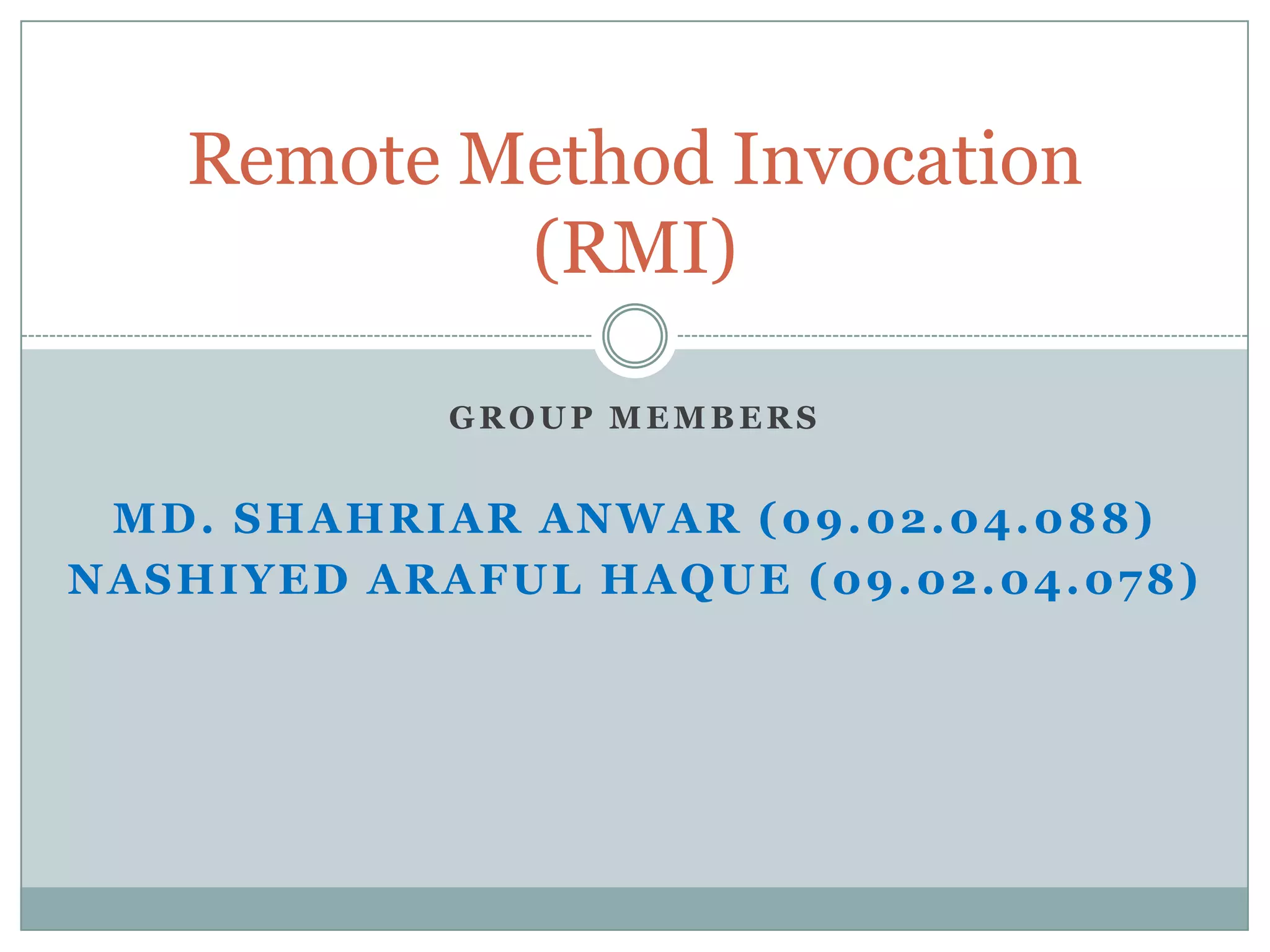 Remote Method Invocation Ppt 