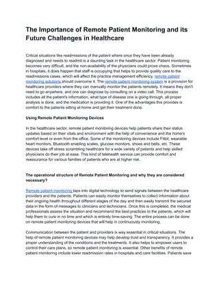 Remote Patient Monitoring | PDF