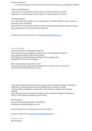 Remote QA Jobs.docx | Web Development | Internet