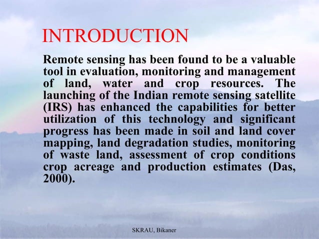 Application of Remote Sensing in Agriculture | PPT