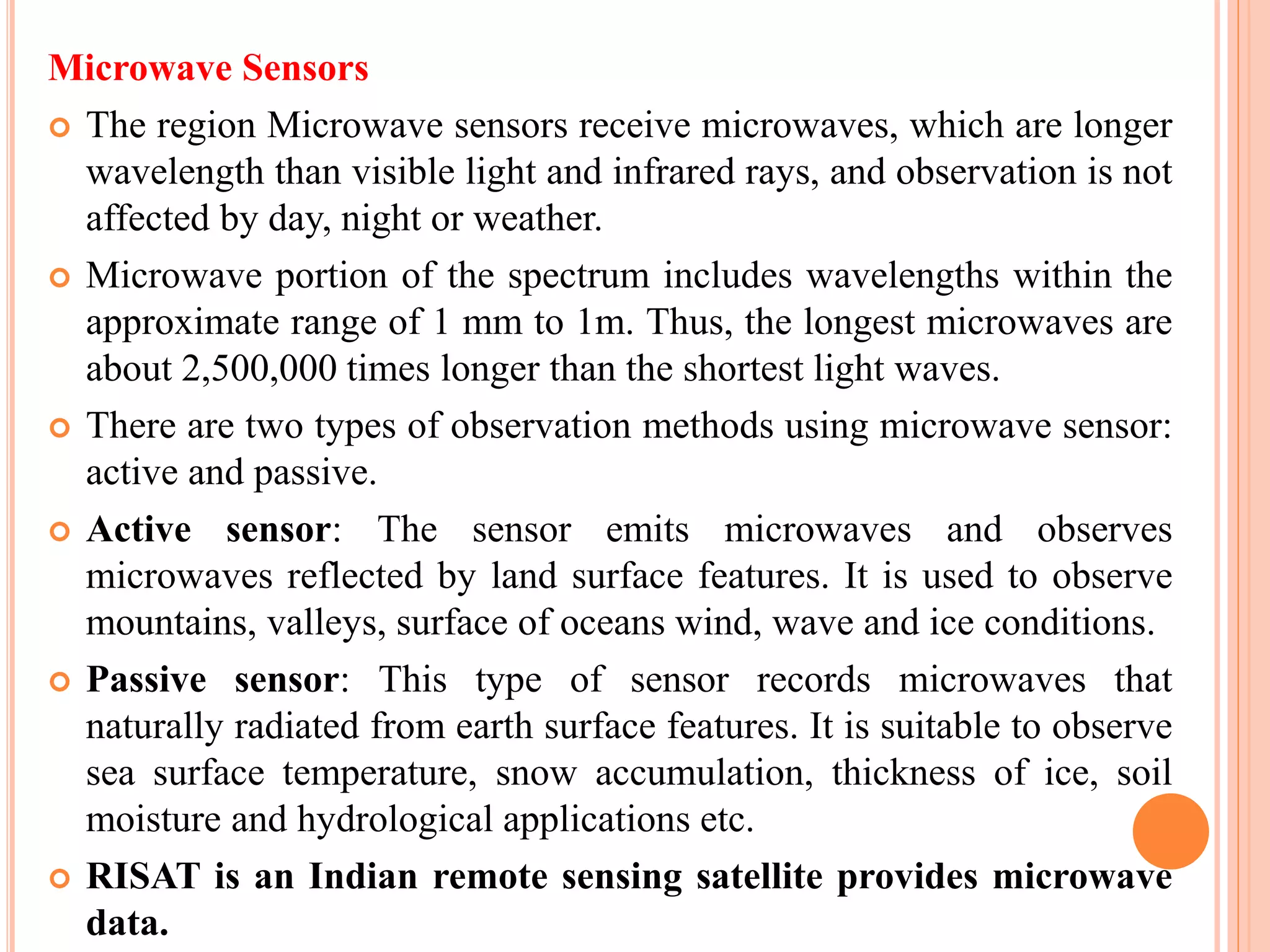 Remote sensing - Sensors, Platforms and Satellite orbits | PPTX