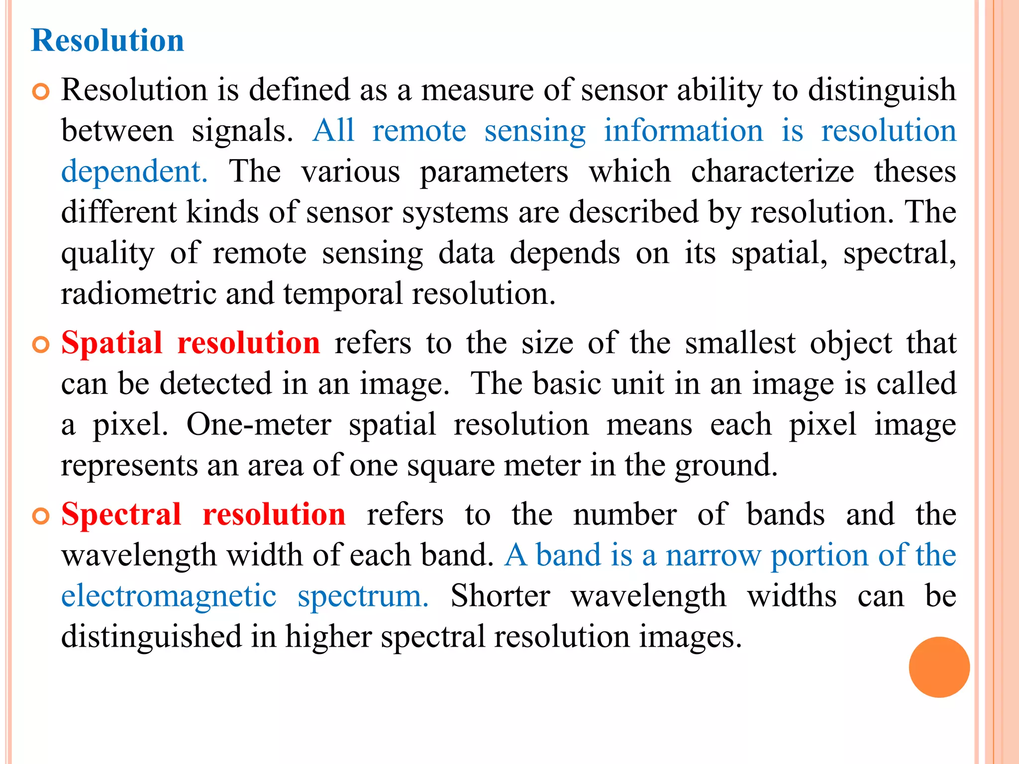 Remote sensing - Sensors, Platforms and Satellite orbits | PPTX