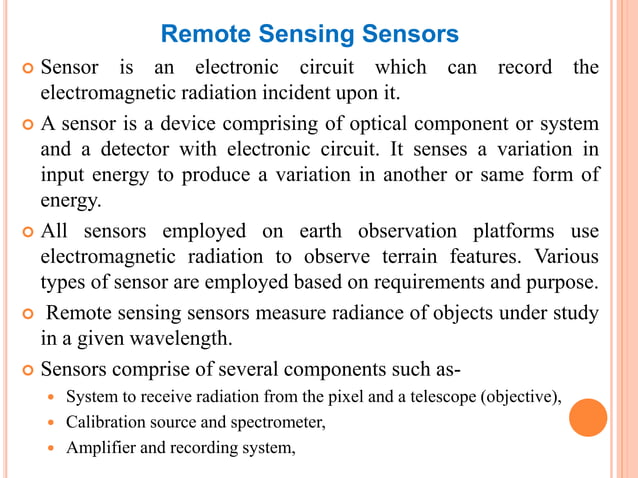 Remote sensing - Sensors, Platforms and Satellite orbits | PPTX | Geography | Science